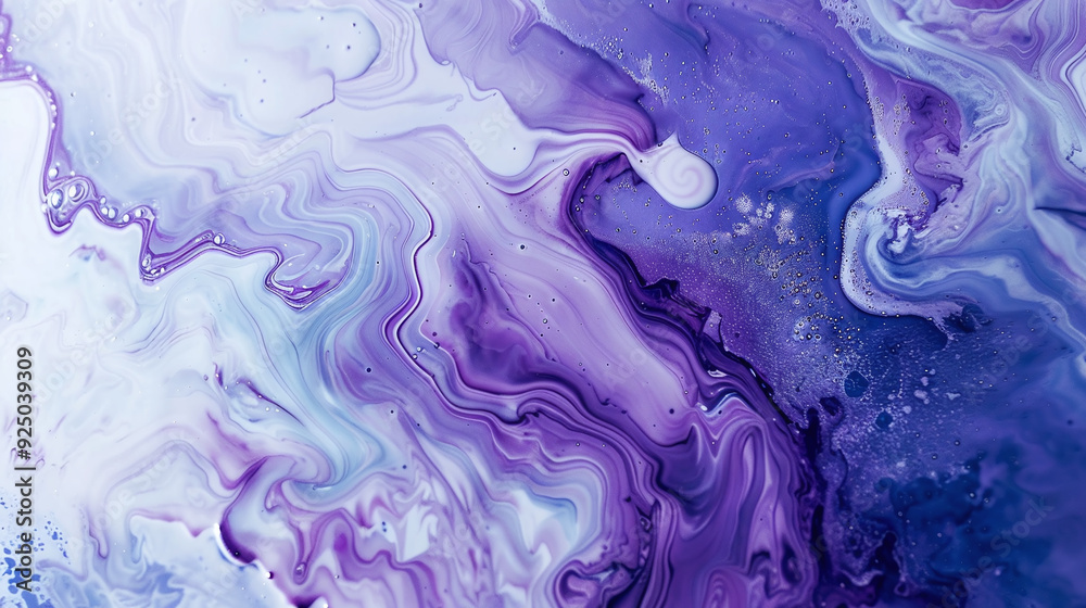 Paint Texture with Defocused White, Purple, and Blue Ink Swirl ...