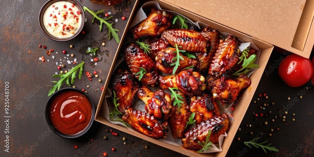 Fried Chicken Wings in Crispy Crust Box for Delivery Grilled Chicken ...