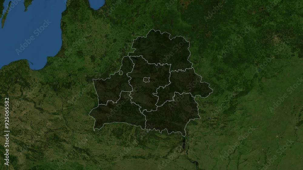 Zoom from Earth to Belarus. (with Provinces) World map animation. Stock ...