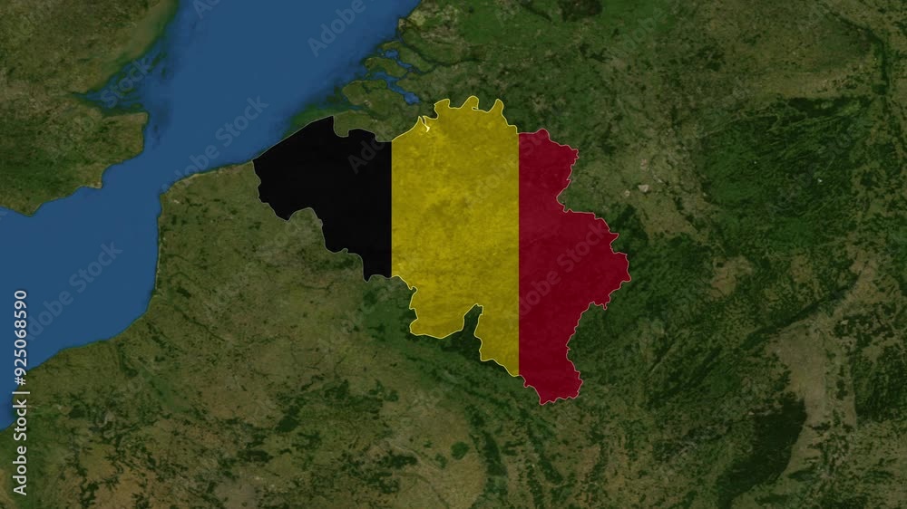 Zoom from Earth to Belgium. (Country Flag) World map animation with ...