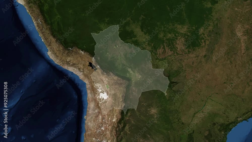 Zoom from Earth to Bolivia. (Highlighted) World map animation with ...