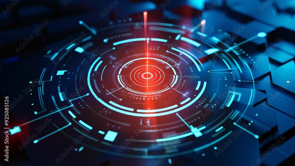 Futuristic Digital Target Interface With A Red Bullseye And Blue ...