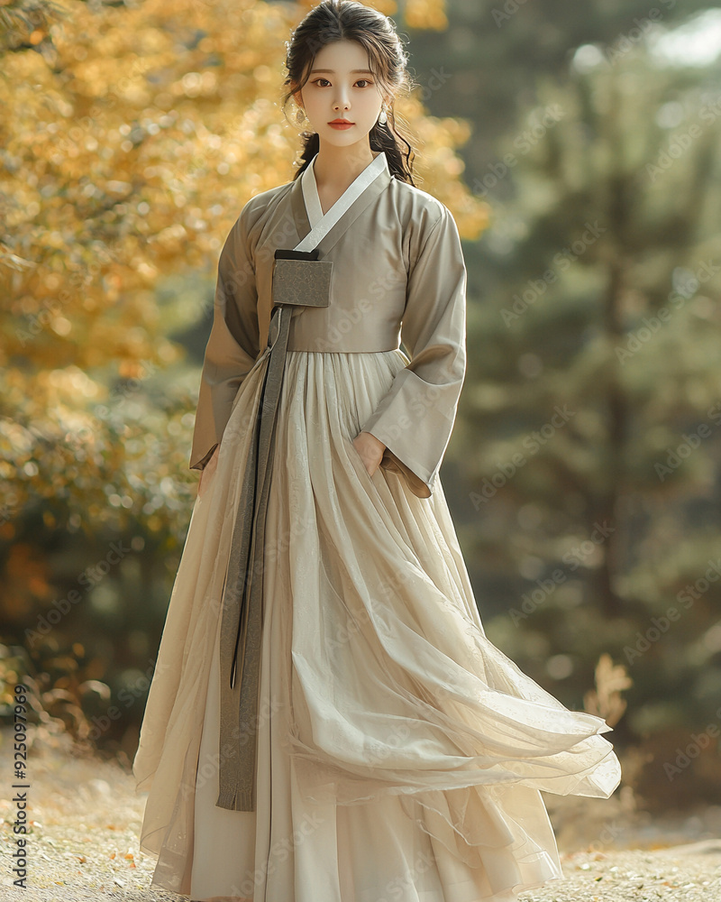 Beautiful Korean woman wearing Hanbok Stock Photo | Adobe Stock