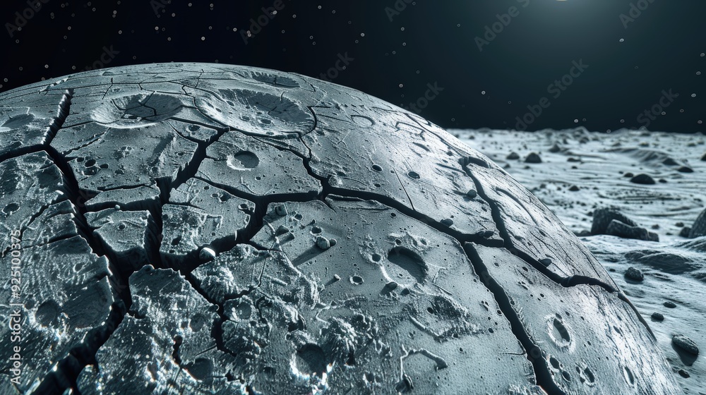 Closeup of the Moon's Surface with Craters and Cracks Stock ...