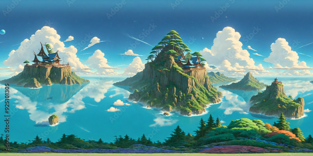 HDRI Anime Landscape Equirectangular Panorama 20 Stock Illustration ...