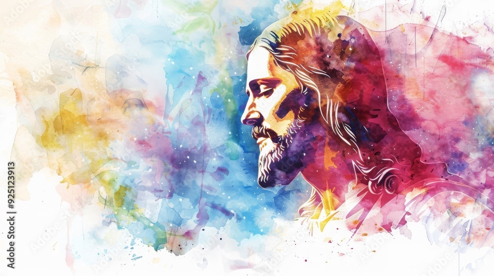 high-resolution Jesus watercolor painting , printable Jesus watercolor ...