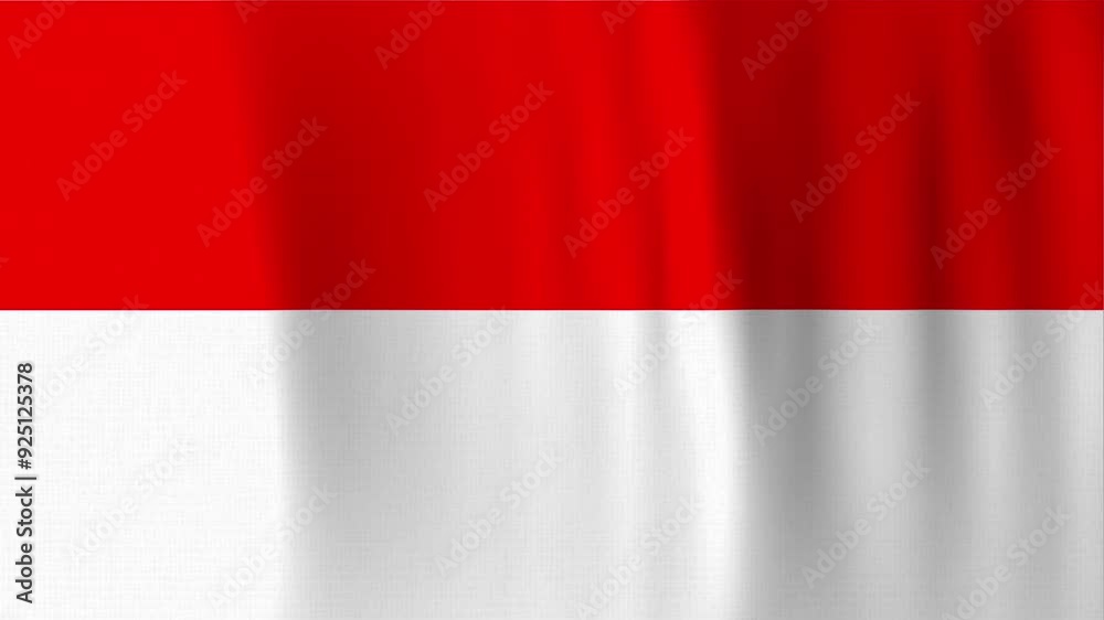 animation of Indonesia waving flag with fabric texture. the Indonesian ...