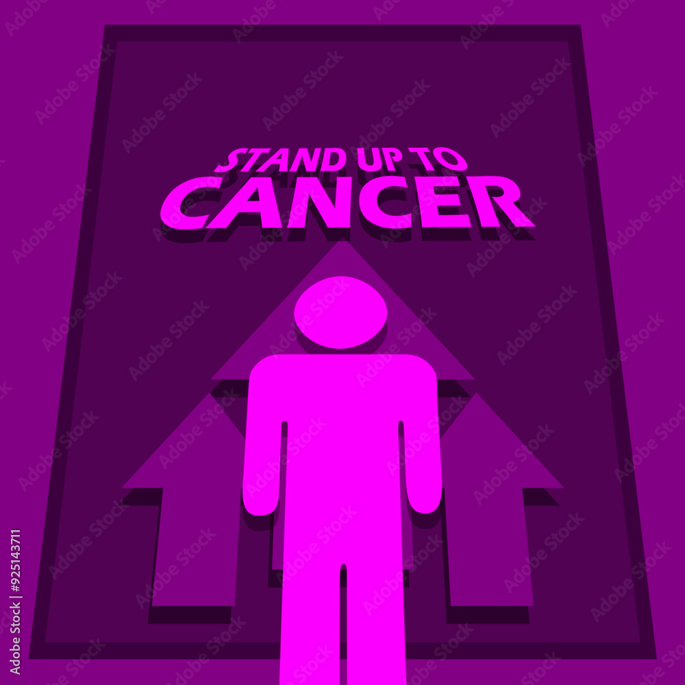 Stand Up To Cancer Day event health banner. The icon of a person ...