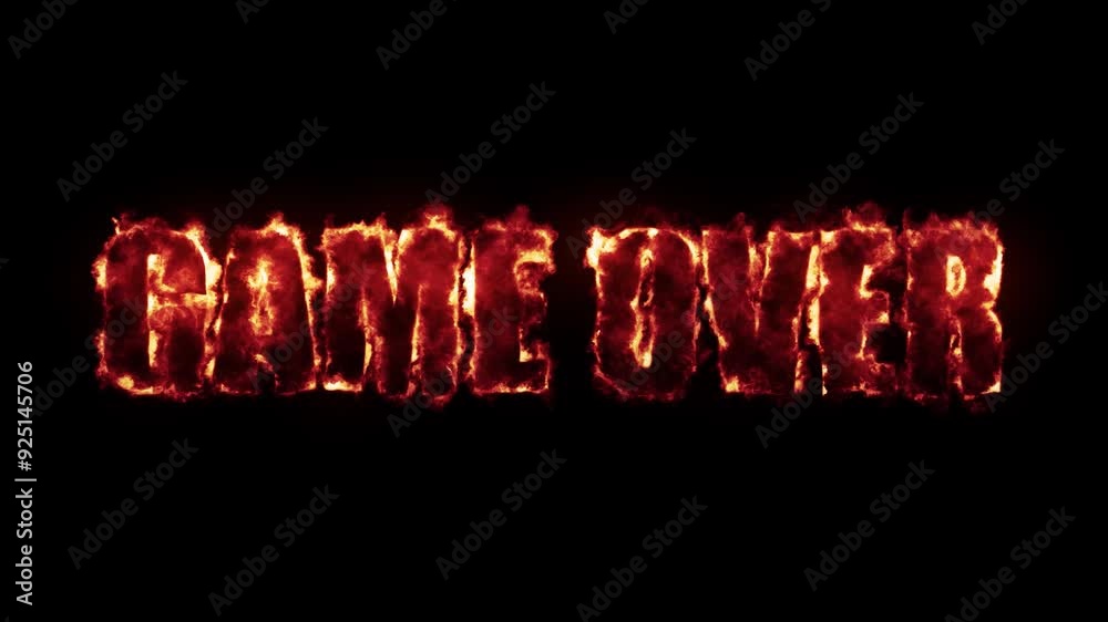 "Game Over" animated text art with fire effect. Letters using "Impact ...