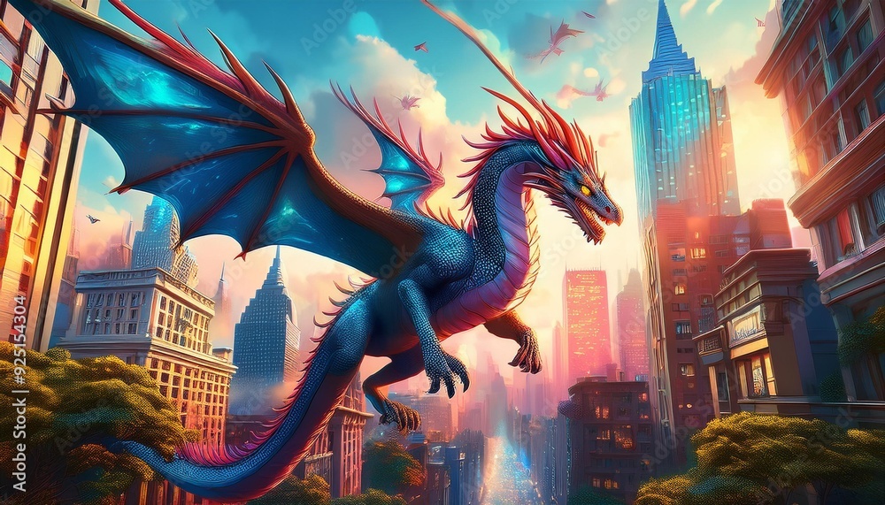 Magical Creatures in Modern Cities- Fantasy creatures like dragons ...
