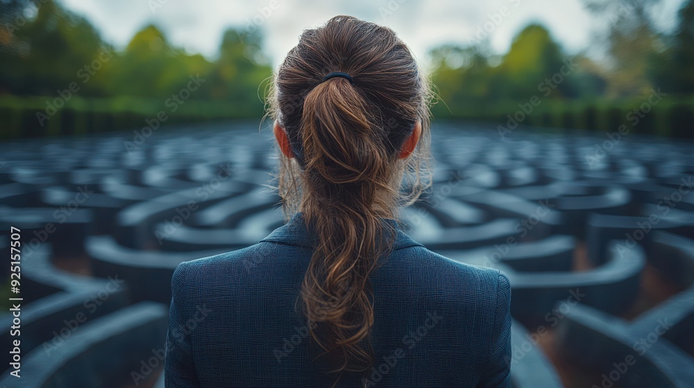 Close-up of a young woman’s blue eyes, intense and determined gaze ...