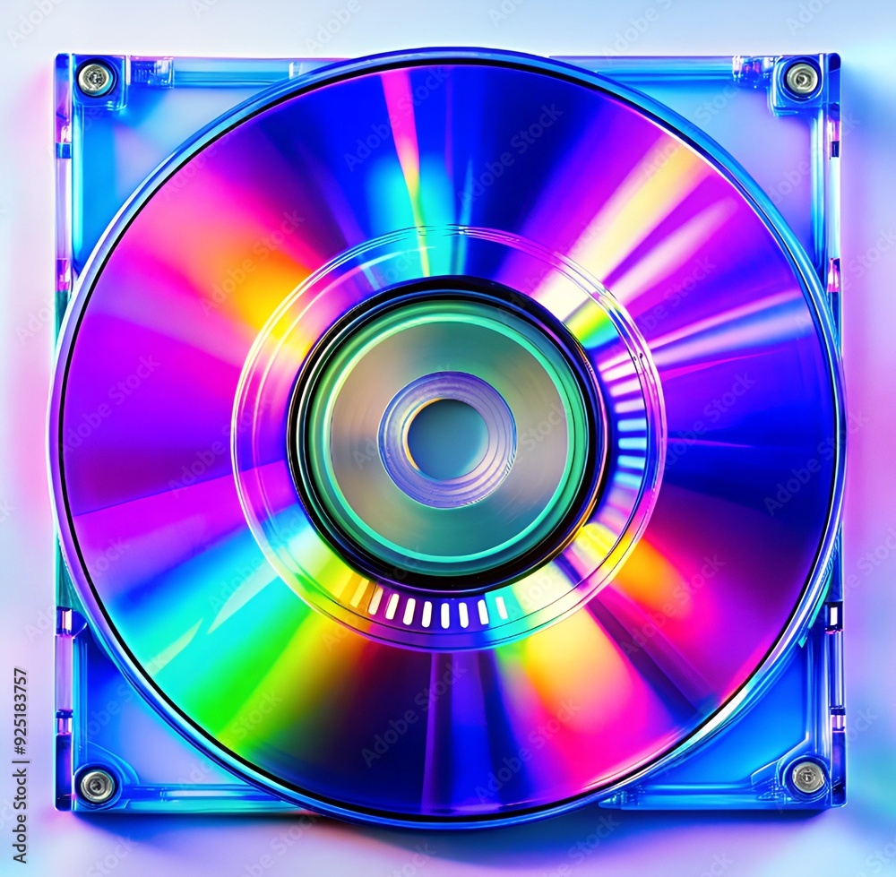 Shiny Compact Disc Reflecting Multicolored Lights in Jewel Case ...