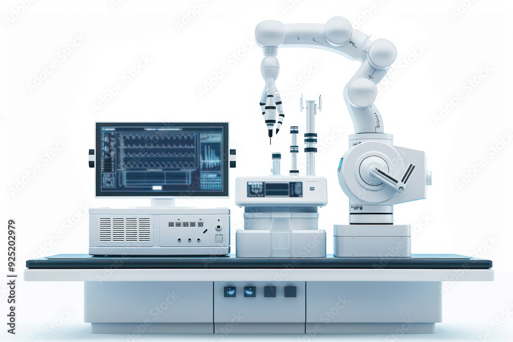 Advanced Robotic Surgery Illustration: 2D Image of Robotic Arm and ...