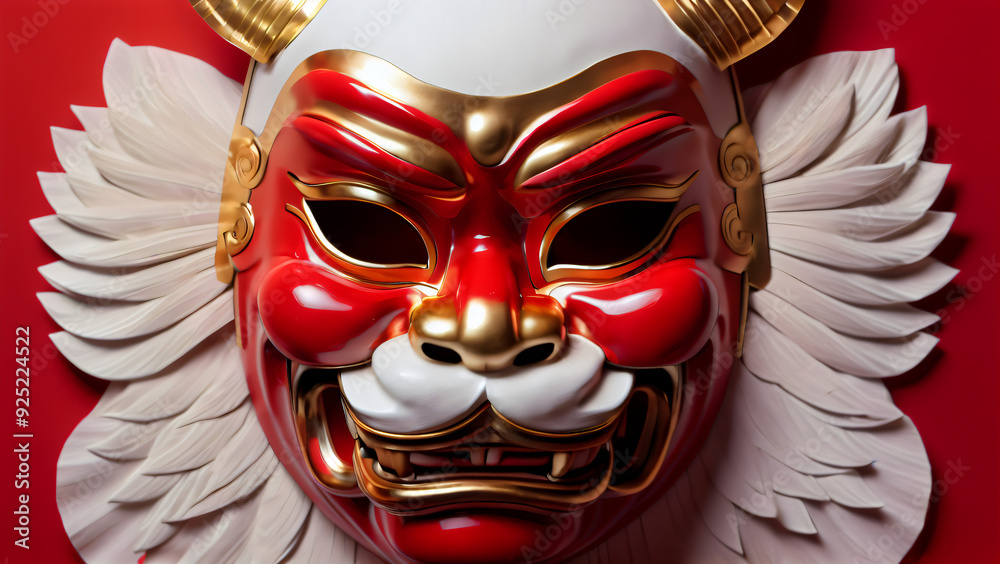 Traditional Japanese Mask: A modern take on cultural symbols with gold ...