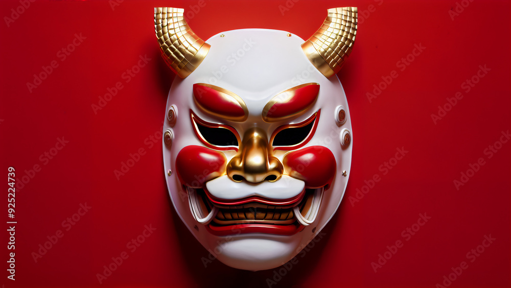 Traditional Japanese Mask: A modern take on cultural symbols with gold ...