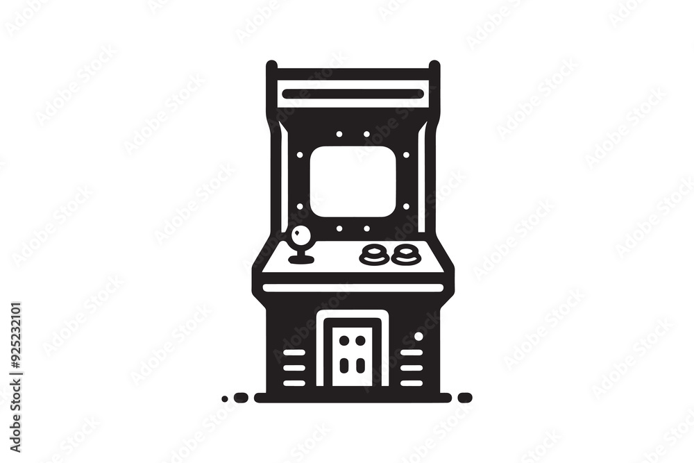 Silhouette of retro arcade machine. retro arcade machine vector ...