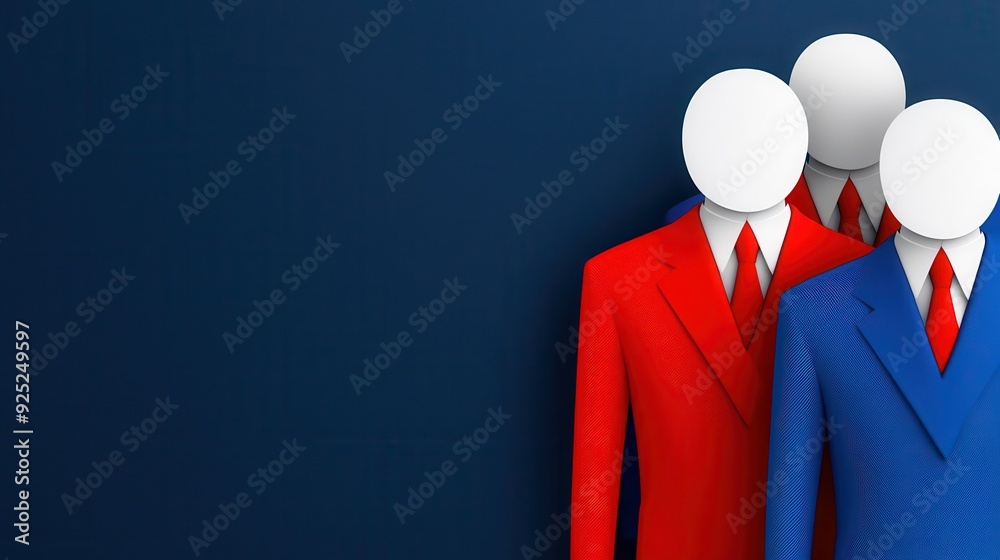 Three faceless figures in suits on a dark background, symbolizing ...