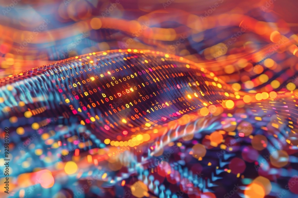 Blurry streaks of vibrant lights creating a mesmerizing pattern of motion, Render a hypnotic ...