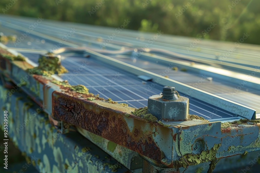 A corroded metal structure supporting a solar panel on top, Repair or ...