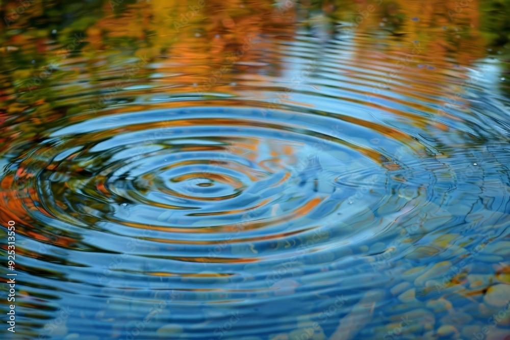 Water ripples across pond with backdrop of trees, Ripples spreading ...