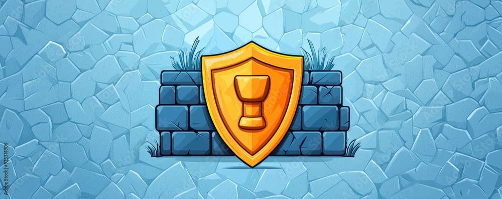 Colorful 8-bit pixel art shield icon with a classic game aesthetic and ...