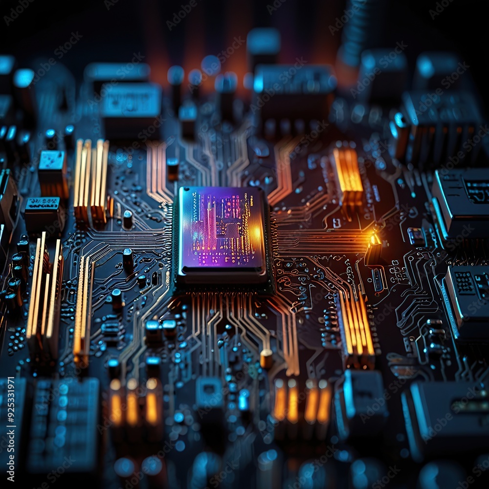 Abstract technology circuit design CPU motherboard of a computer board ...