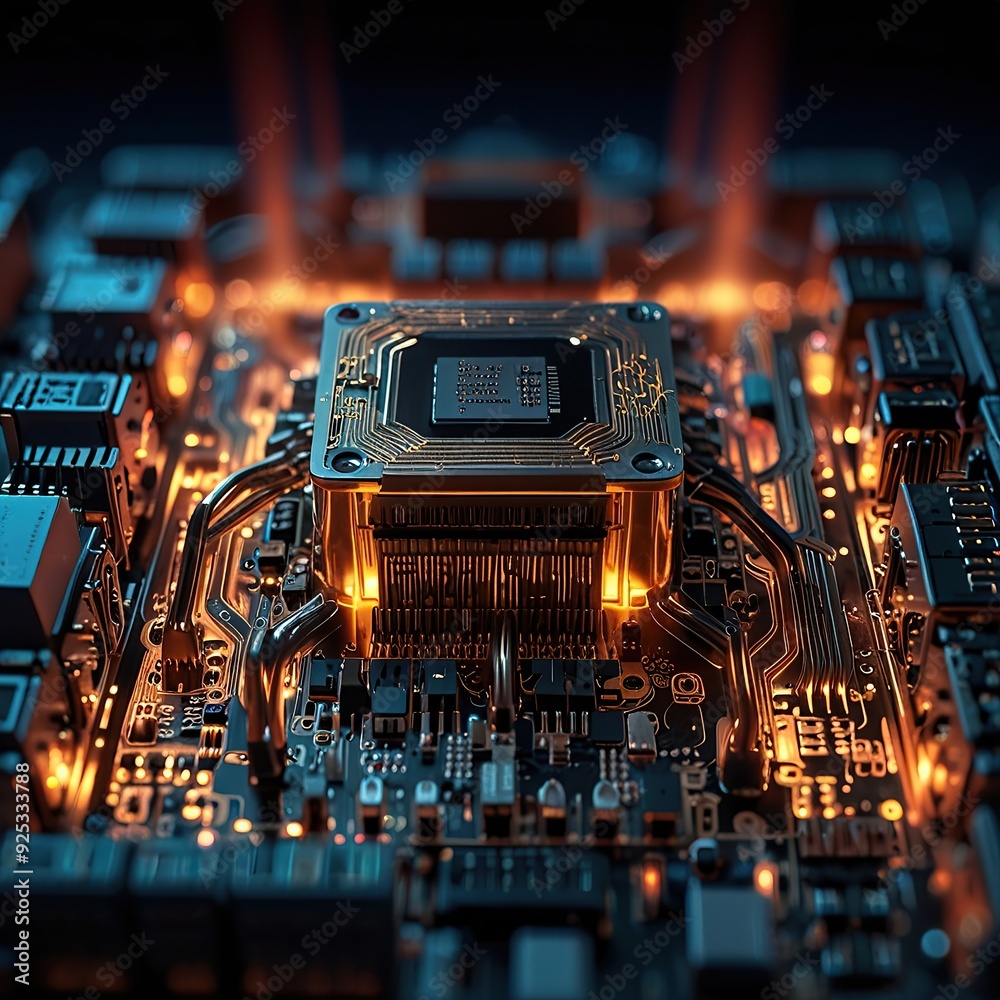 Abstract technology circuit design CPU motherboard of a computer board ...