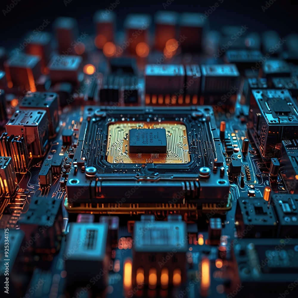 Abstract technology circuit design CPU motherboard of a computer board ...