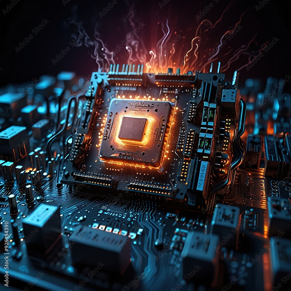 Abstract technology circuit design CPU motherboard of a computer board ...