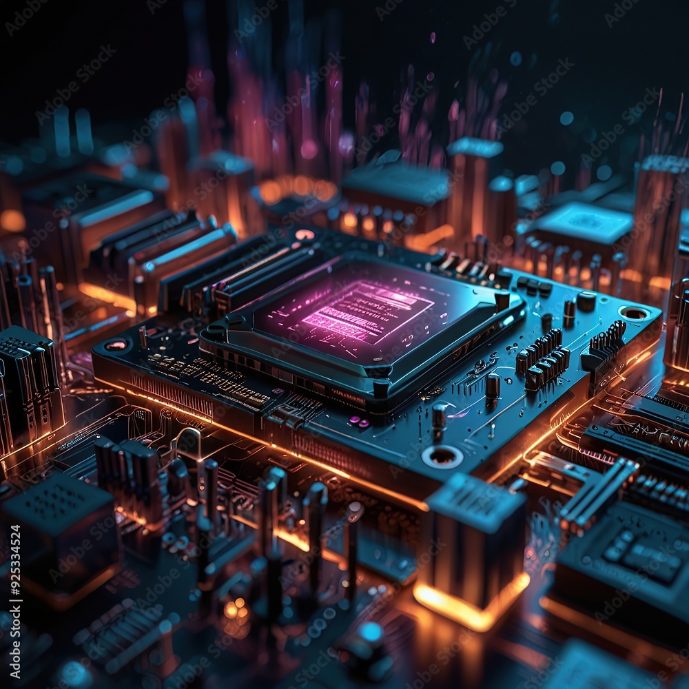 Abstract technology circuit design CPU motherboard of a computer board ...