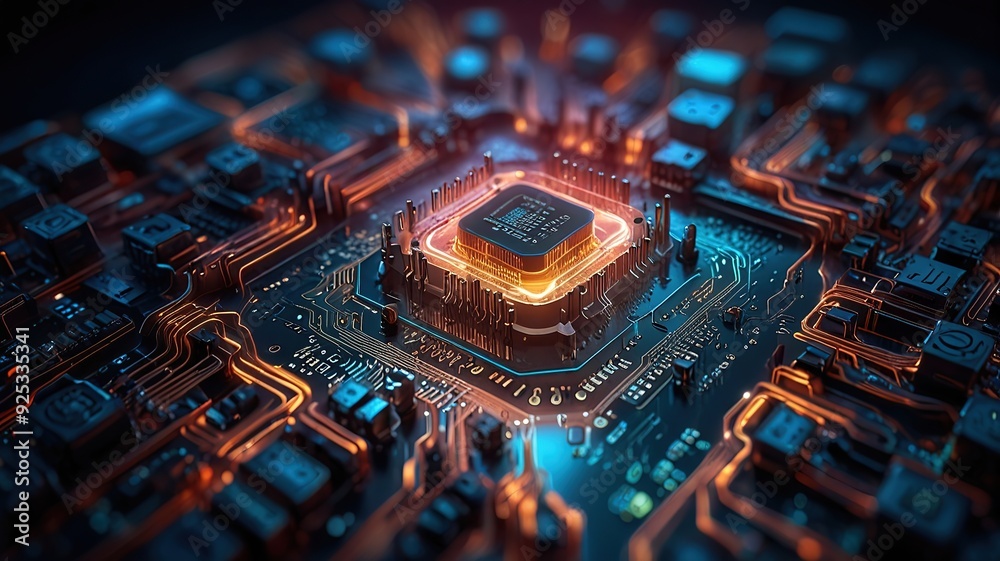 Abstract technology circuit design CPU motherboard of a computer board ...