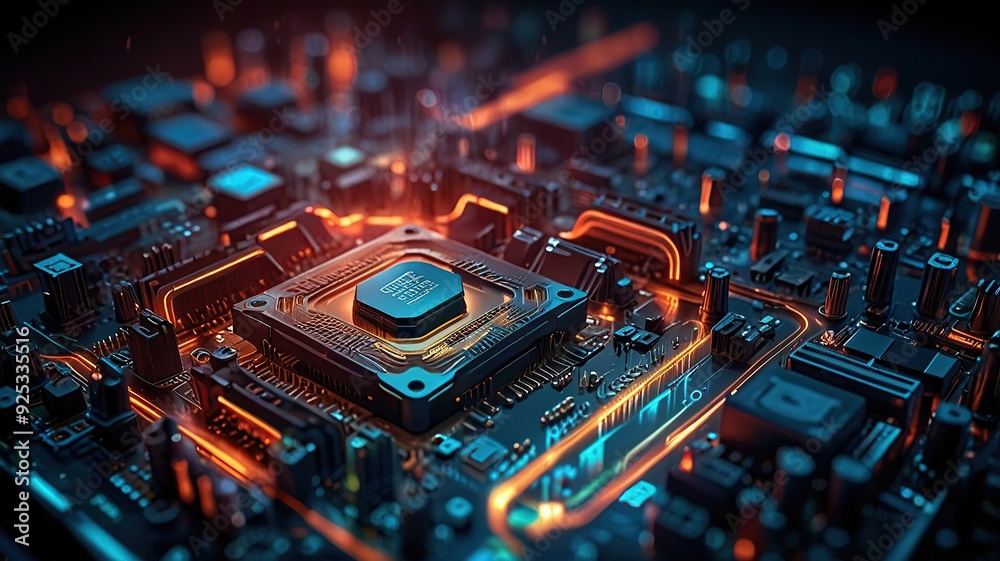 Abstract technology circuit design CPU motherboard of a computer board ...