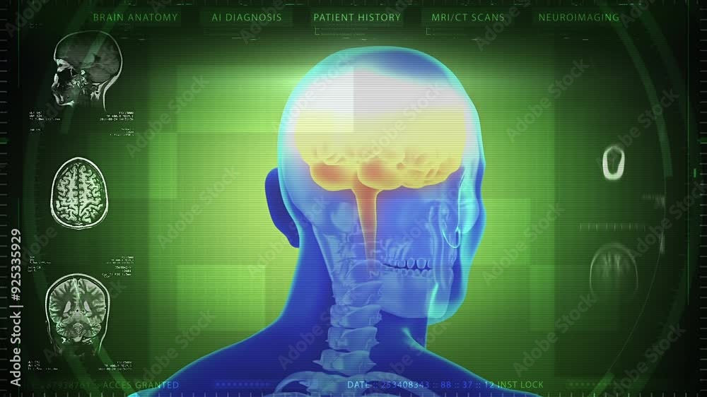 Medical Profile of Patient Showing Head and Brain MRI Scan. Animation ...
