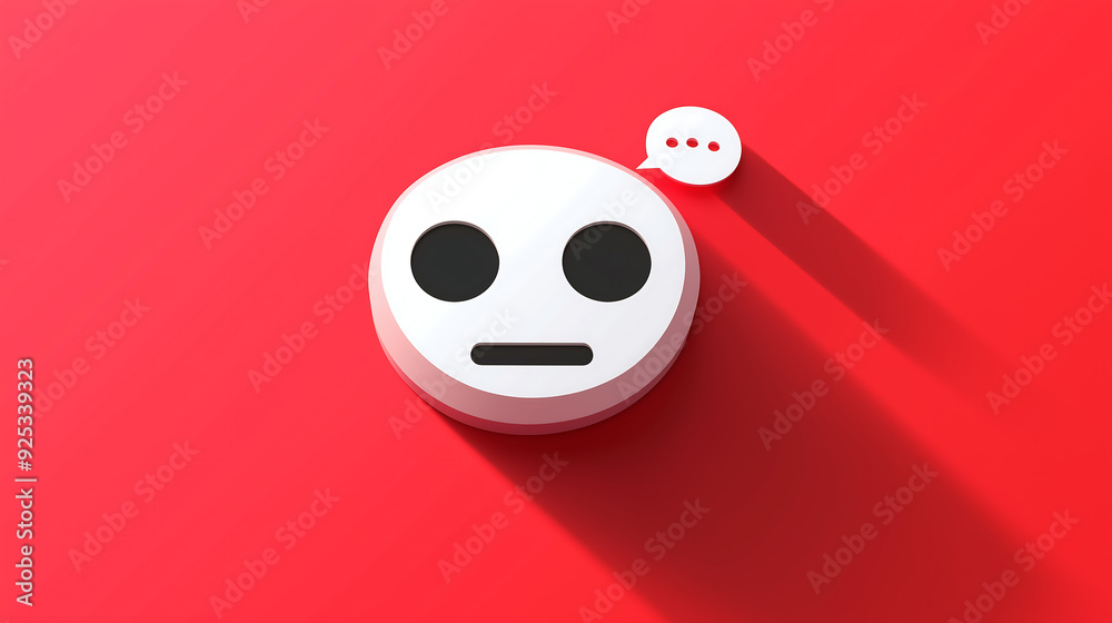 Vector illustration of a white, minimalistic emoji with black eyes and ...