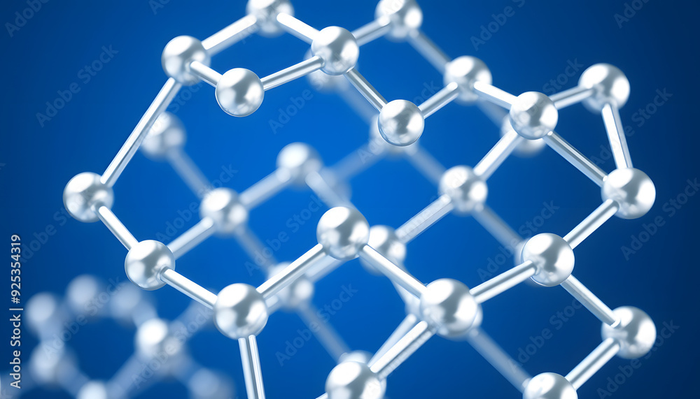 Graphene molecular nano technology structure on a blue background - 3d ...
