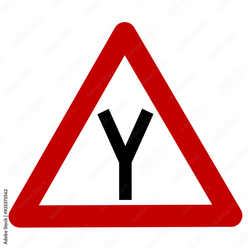Traffic sign, Y - Intersection, sign warning, warning triangle sign ...