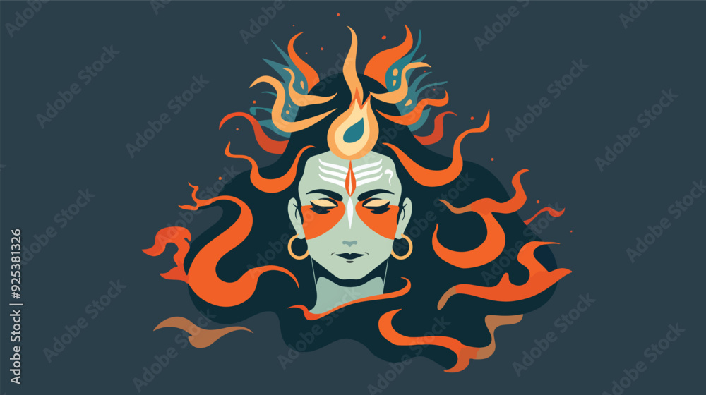 Hindu God Shiva Mahadev Face Illustration Spirituality Hinduism ...