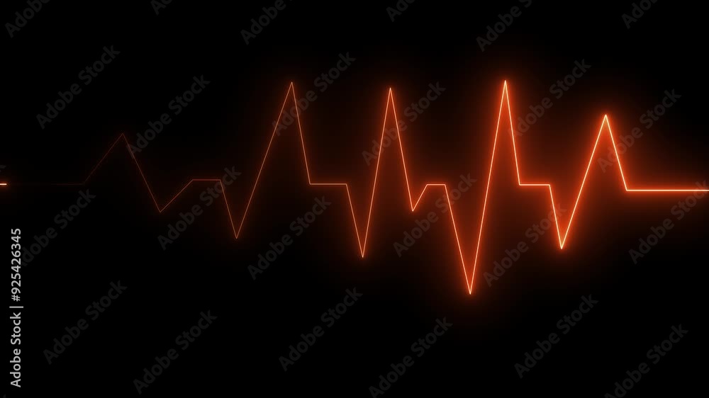 Neon heartbeat on black isolated background. 4k seamless loop animation ...