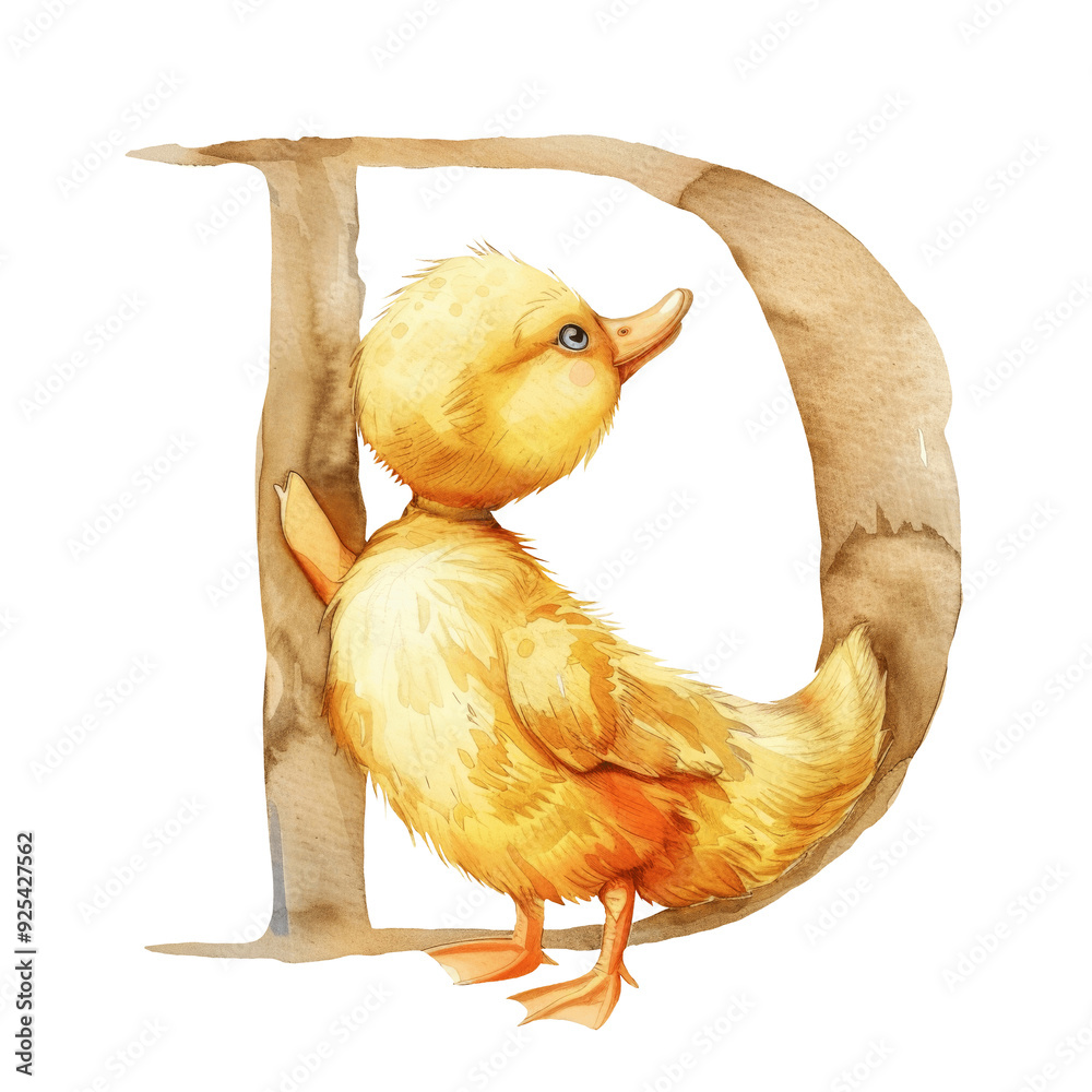 Alphabet letter D for cute duck on transparent png background. A cute ...