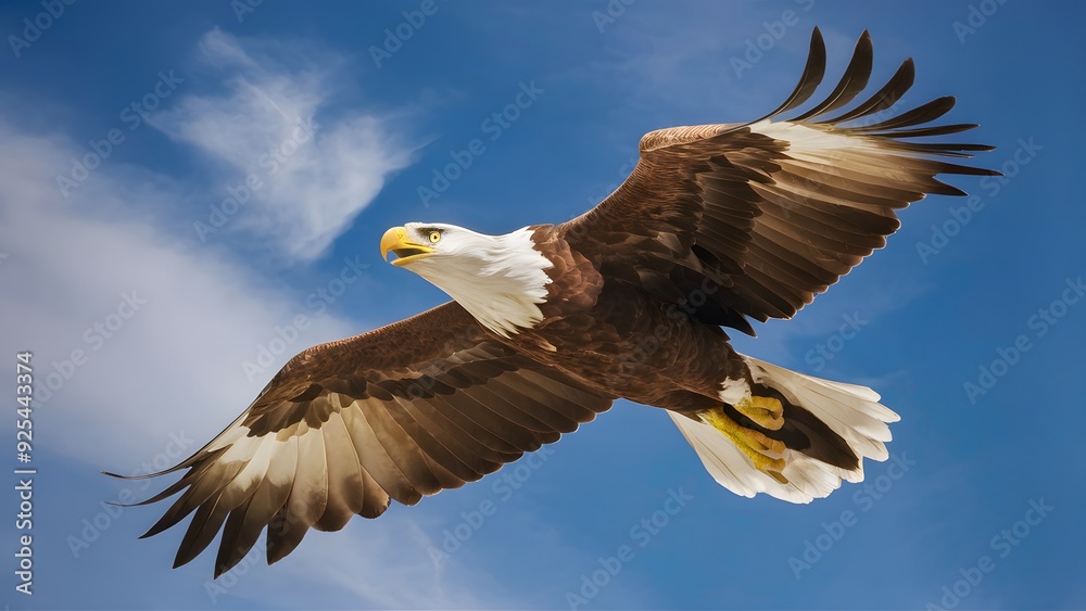 Philippine Eagle Flying with Blue Sky Background, Realistic Photo ...