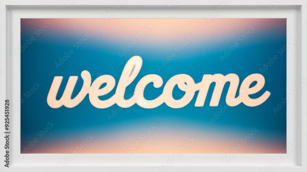 Welcome light text typography against blue background, welcome text ...