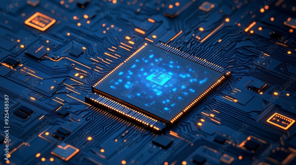 Artificial intelligence abstract background, AI chipset on circuit ...