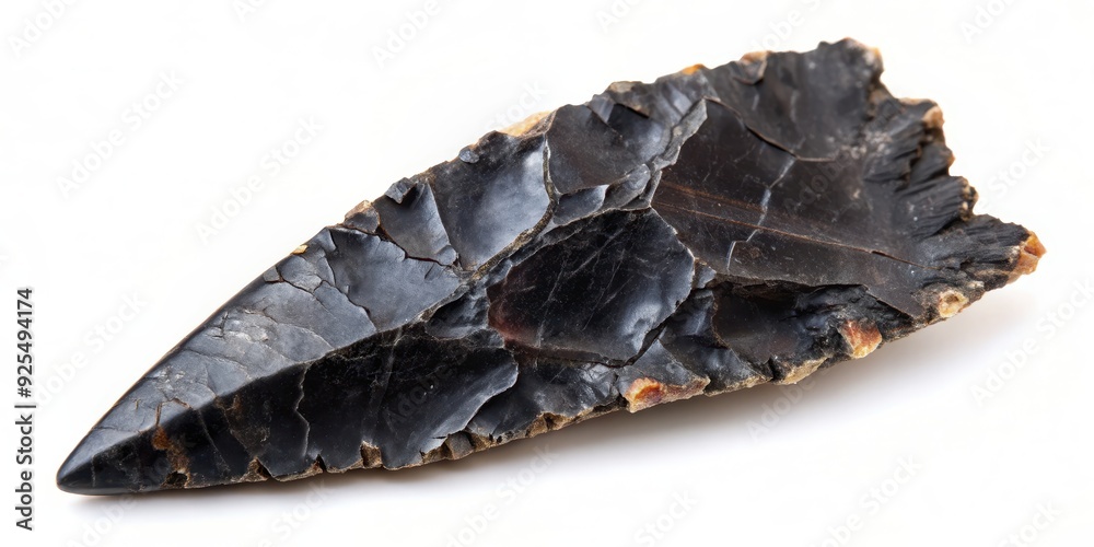 Vintage stone obsidian arrowhead isolated, arrowhead, ancient, weapon, Native American, artifact ...
