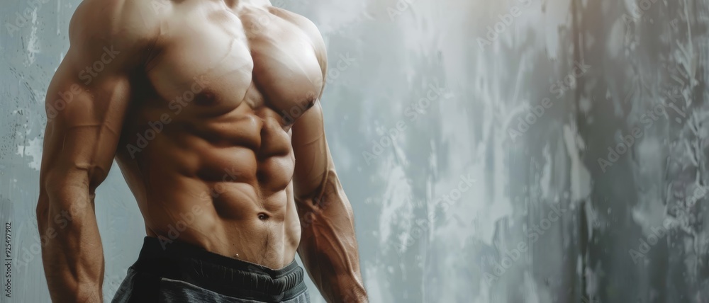 Muscled torso of an individual, showcasing well-defined abs and chest ...