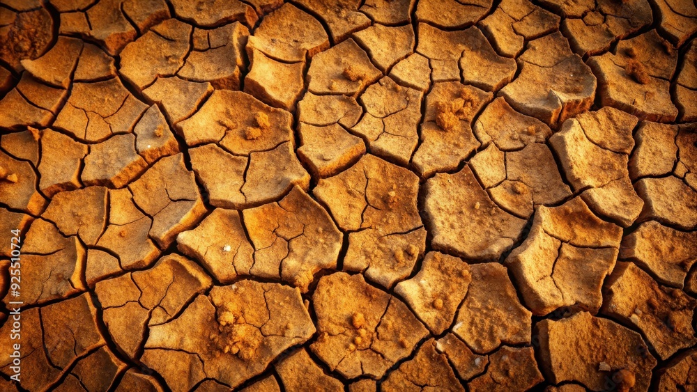 Dry cracked soil texture resembling a brown, old, broken wall from a ...