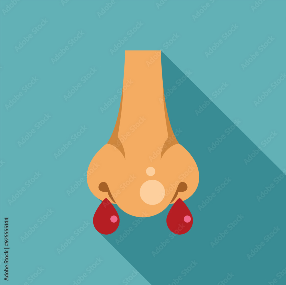 Nose bleeding with blood drops flowing from nostrils, a symptom of ...