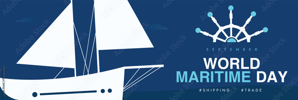 World Maritime day. Maritime day celebration cover banner, post with ...