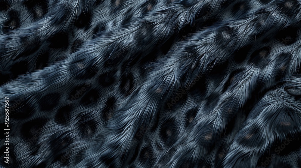 Close-Up of Black Leopard Fur Texture - Realistic, Soft Animal Fur Pattern with Subtle Spots for ...
