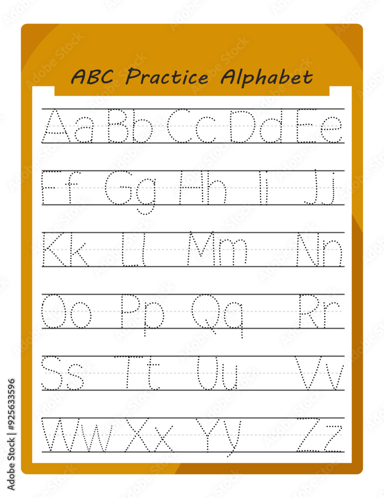 Tracing dotted ABC letters alphabets page worksheet vector illustration ...