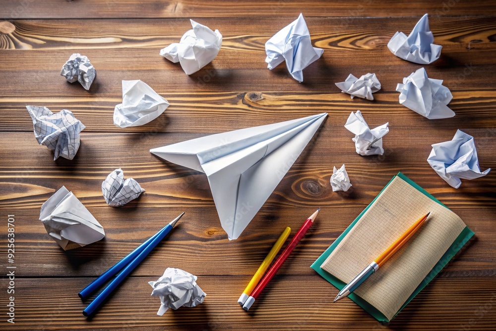 A step-by-step guide on how to fold a paper airplane lies open on a ...